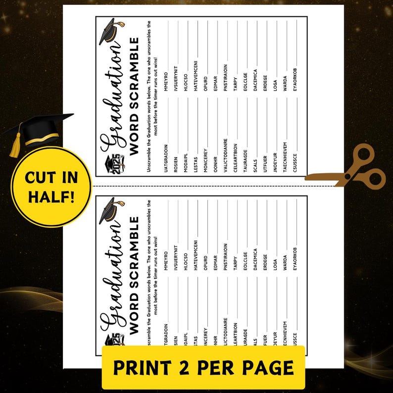 Graduation Word Scramble Game, Printable Graduation Party Games ...