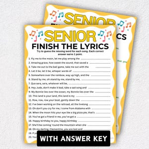 Printable Finish the Lyrics Game, Song Game for Seniors Citizens, Song ...