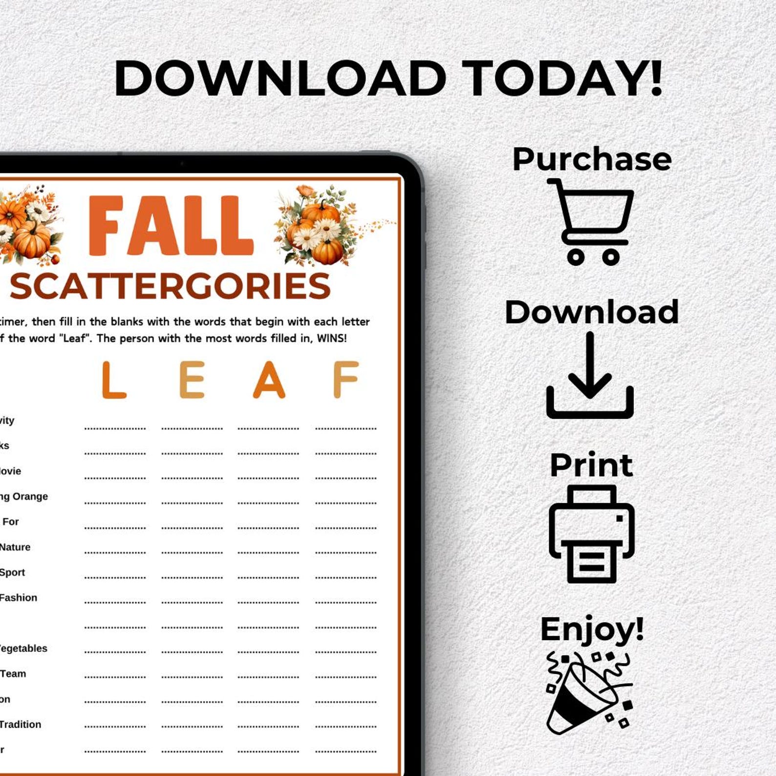 Fall Scattergories Games Bundle, Fall Party Games, Group Activity Ideas ...