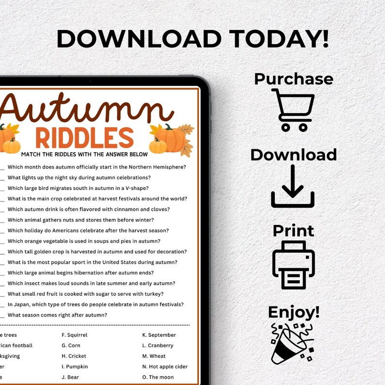 Autumn Riddles Game, Fall Riddle Me This Game, Printable Autumn Games ...
