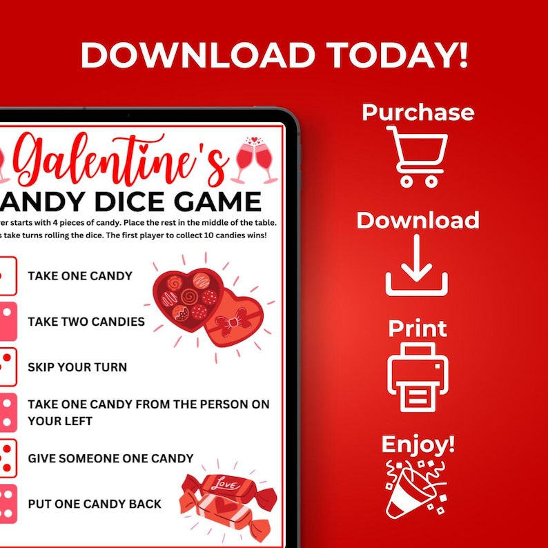 Galentine's Day Candy Dice Game, Printable Galentines Games, Candy ...