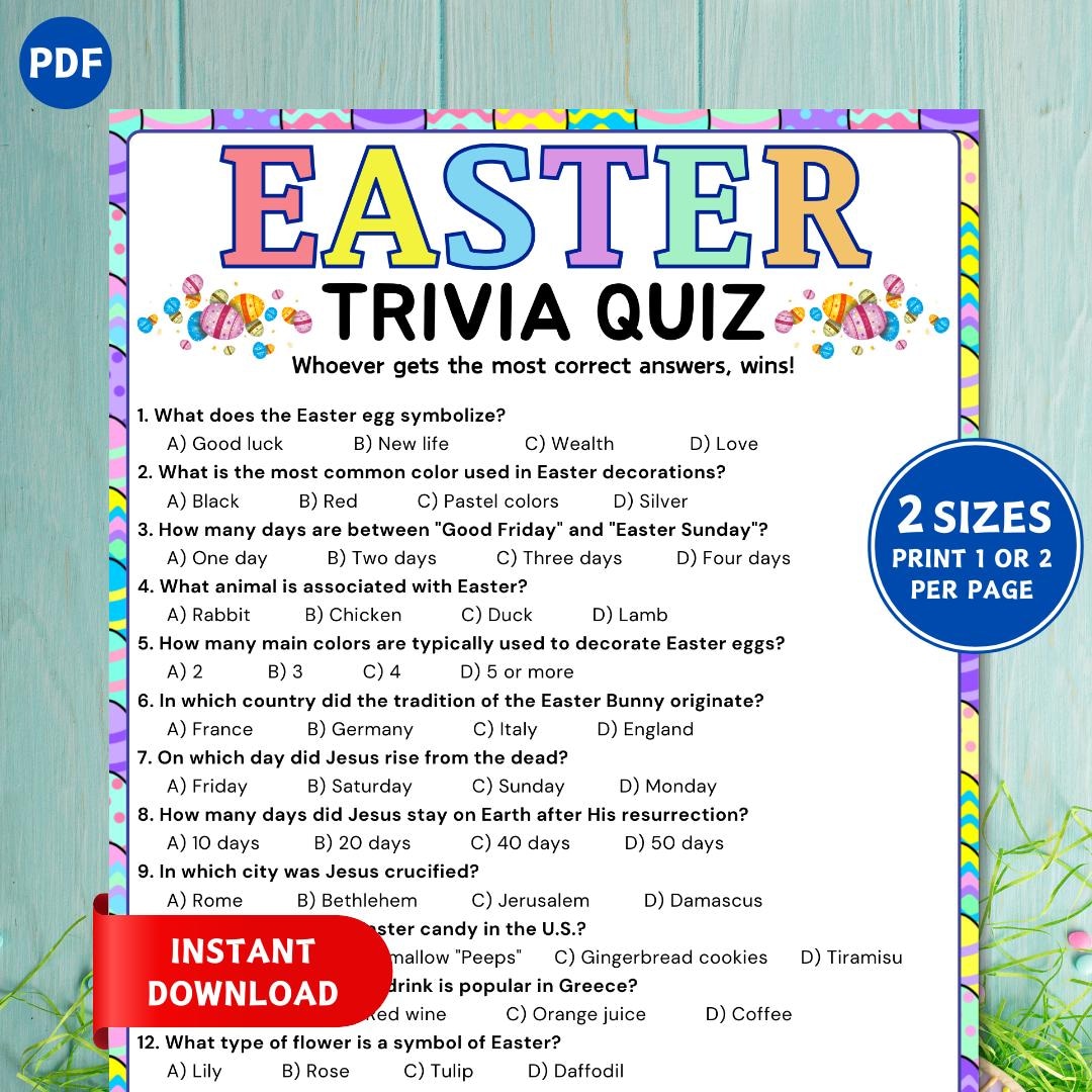 Easter Trivia Game, Easter Trivia Quiz, Easter Party Games, Printable ...