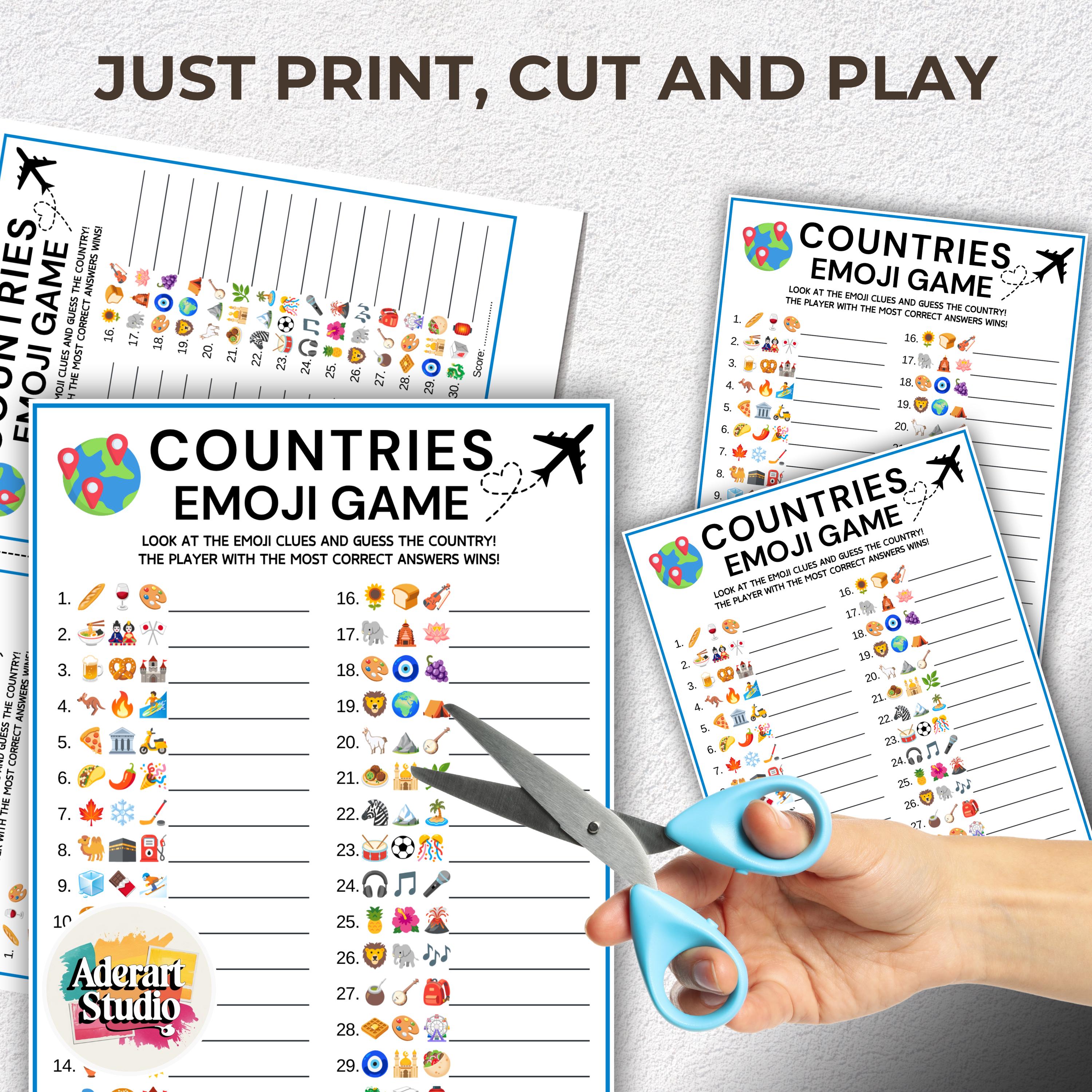 Countries Emoji Game, Country Emoji Pictionary Game, Printable Party ...
