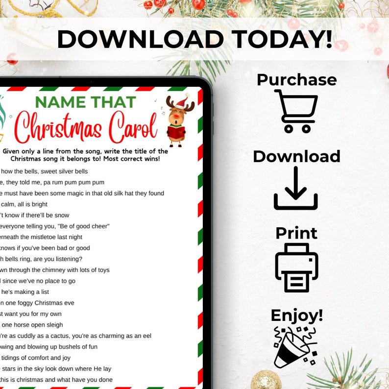 Name That Christmas Carol Game, Printable Christmas Game, Christmas ...