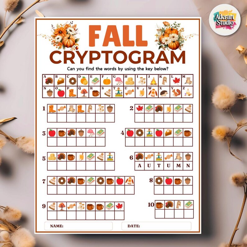 Fall Cryptogram Game, Autumn Cryptogram Puzzle, Printable Autumn Game ...