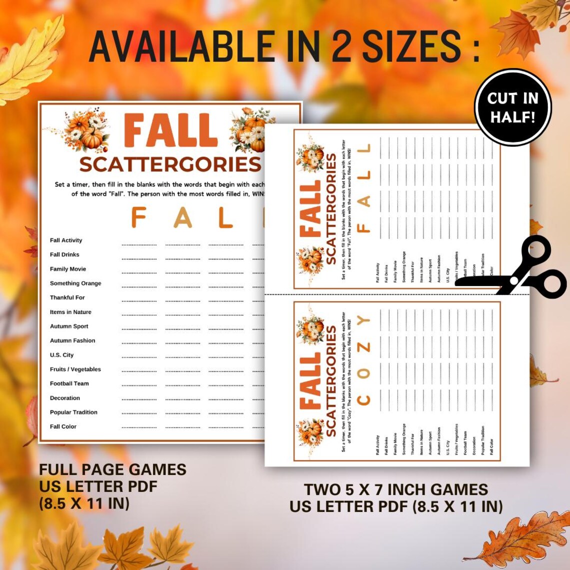 Fall Scattergories Games Bundle, Fall Party Games, Group Activity Ideas ...