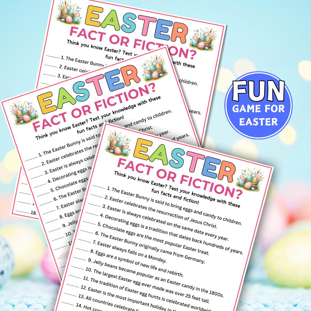 Easter Fact or Fiction Game, Printable Easter Party Game, Easter Facts ...