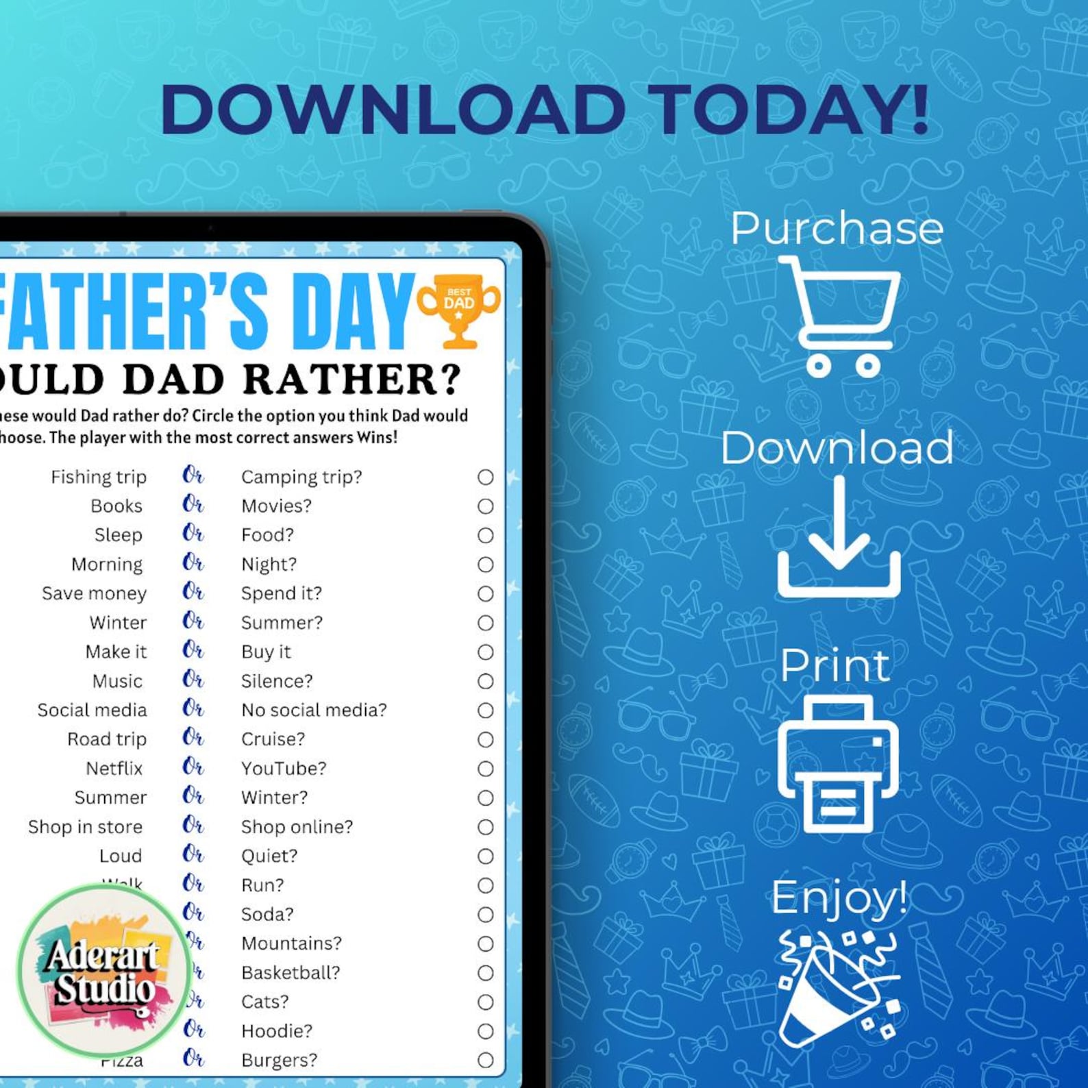 Would Dad Rather Father's Day Game, Printable Father's Day Games, Who ...