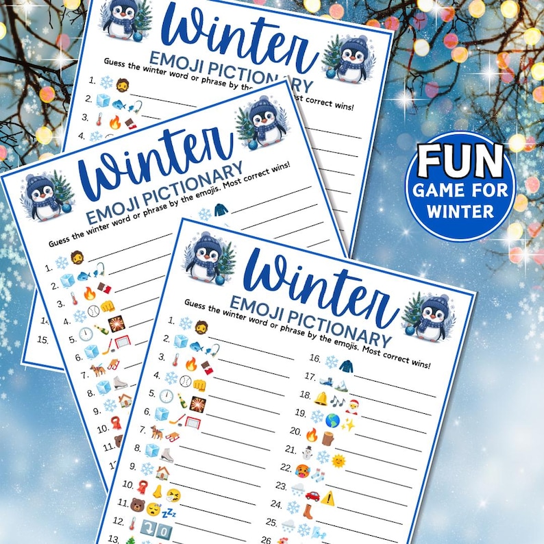 Winter Emoji Game, Winter Emoji Pictionary, Trivia Game, Winter Emoji ...