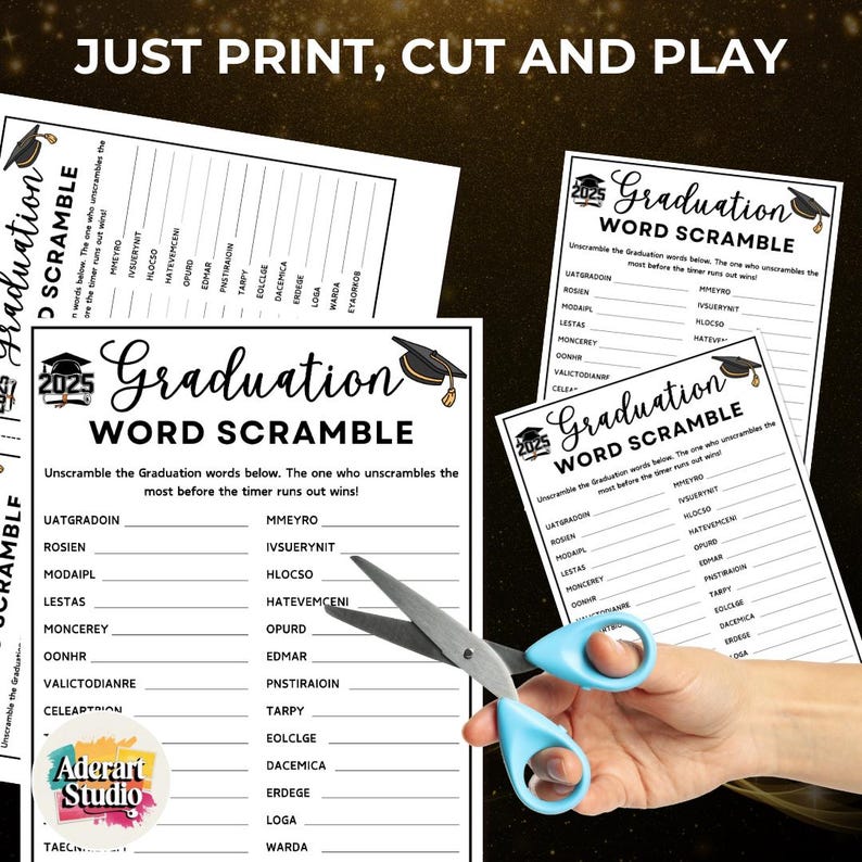 Graduation Word Scramble Game, Printable Graduation Party Games ...