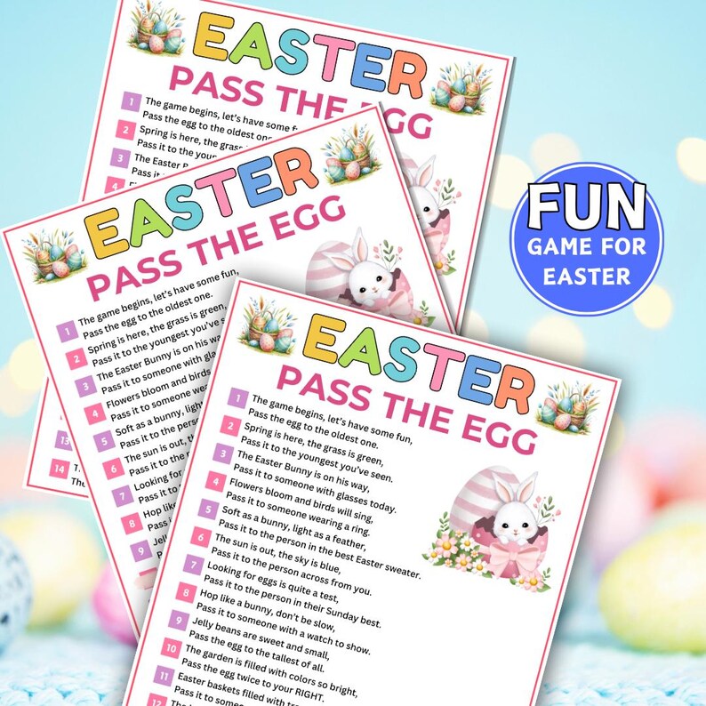 Pass the Egg Game, Fun Printable Easter Game for Kids, Pass the Prize ...