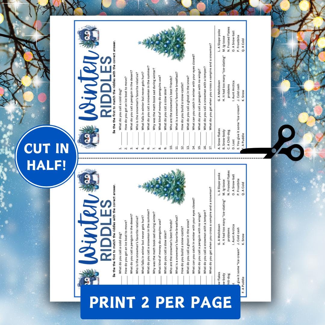 Winter Riddles Game, Holiday Riddle Game, Riddle Me This, Fun Winter ...