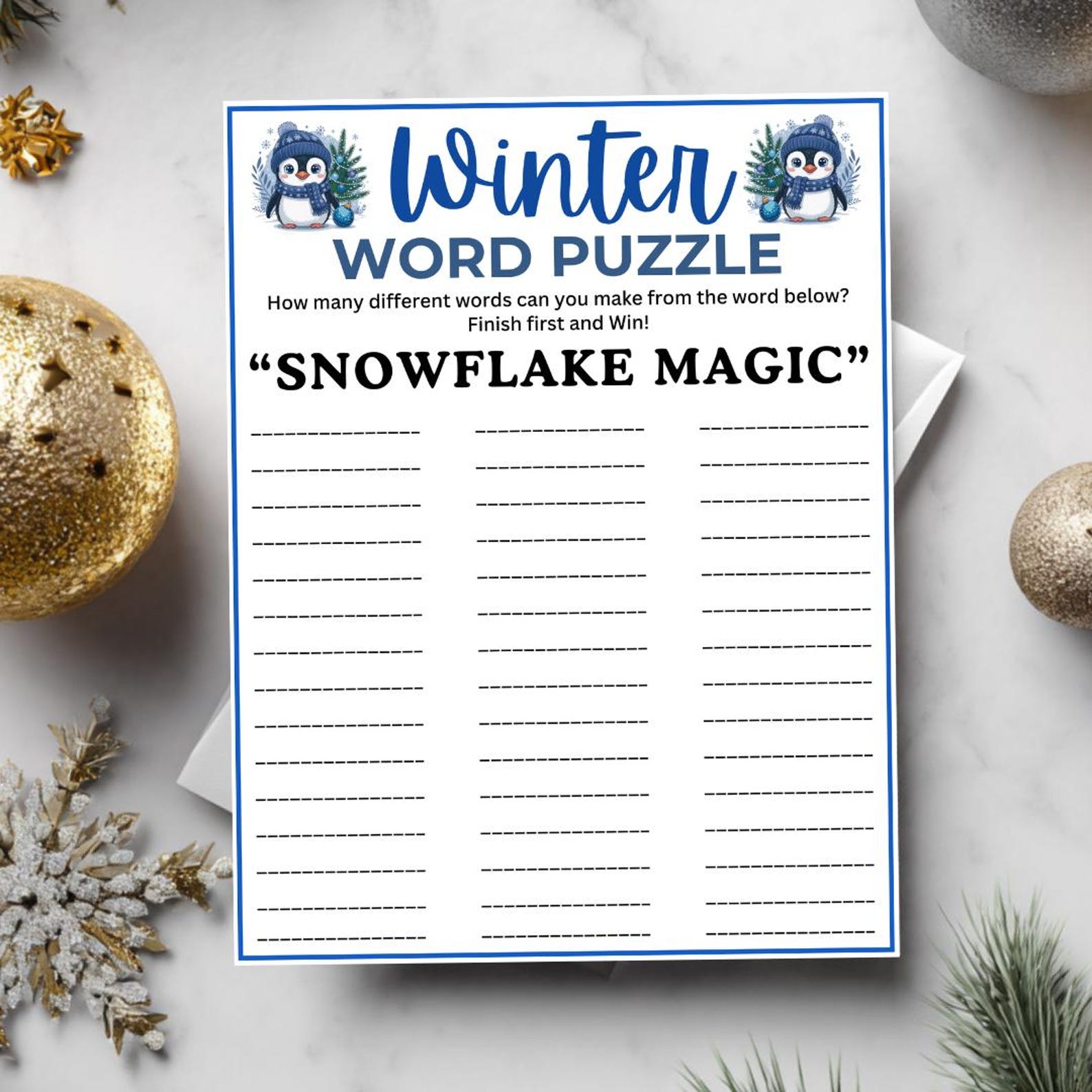 Winter Word Puzzle Game, Winter Word Games, Fun Holiday Game, Christmas ...