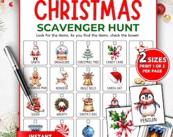 Christmas Scavenger Hunt, Indoor Treasure Hunt, Christmas Game for Kids ...