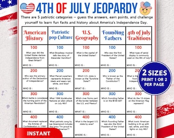 4th of July Games, 4th of July Jeopardy, Independence Day Games ...
