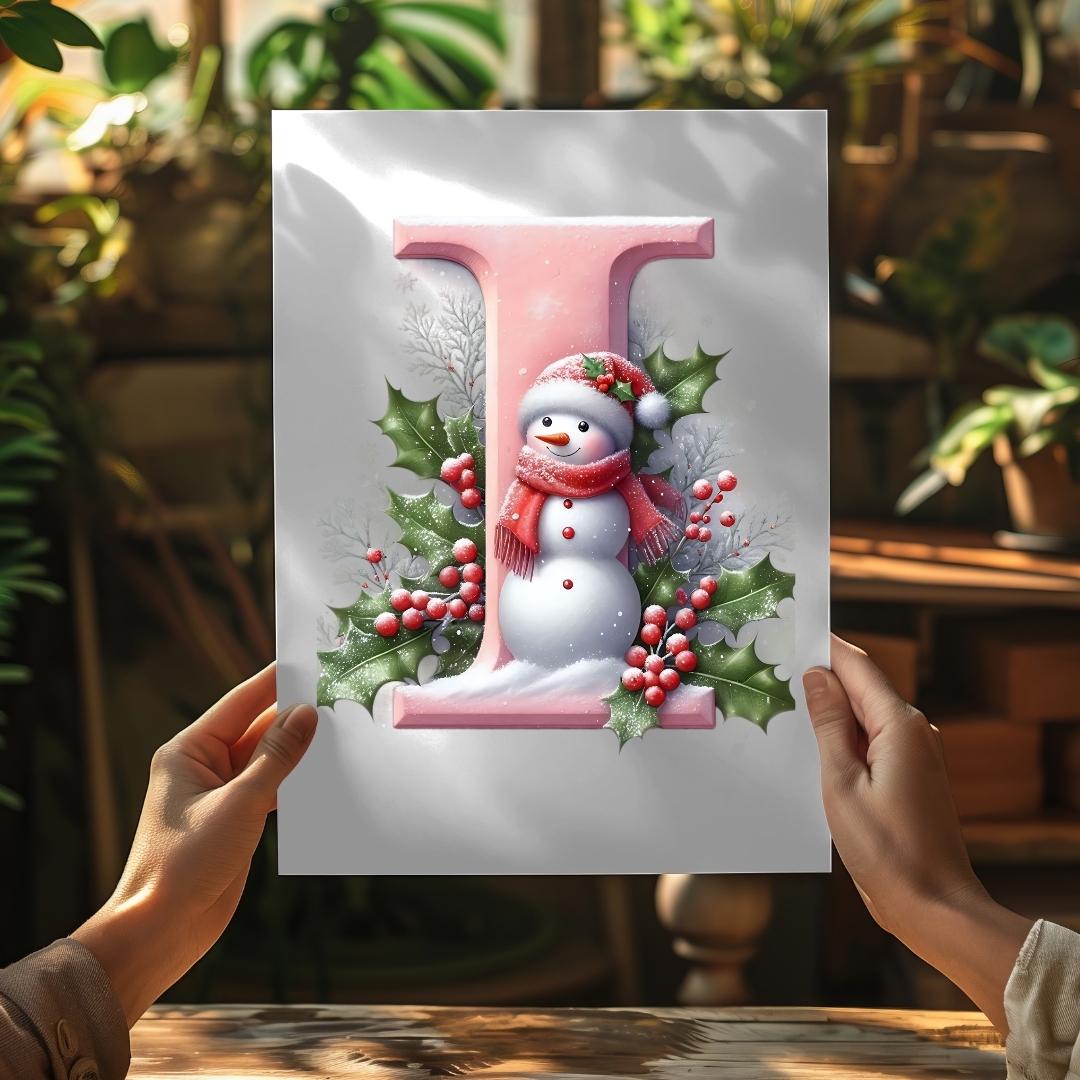 Girly Pink Christmas Snowman Alphabet Clipart Bundle, Christmas Letters ...