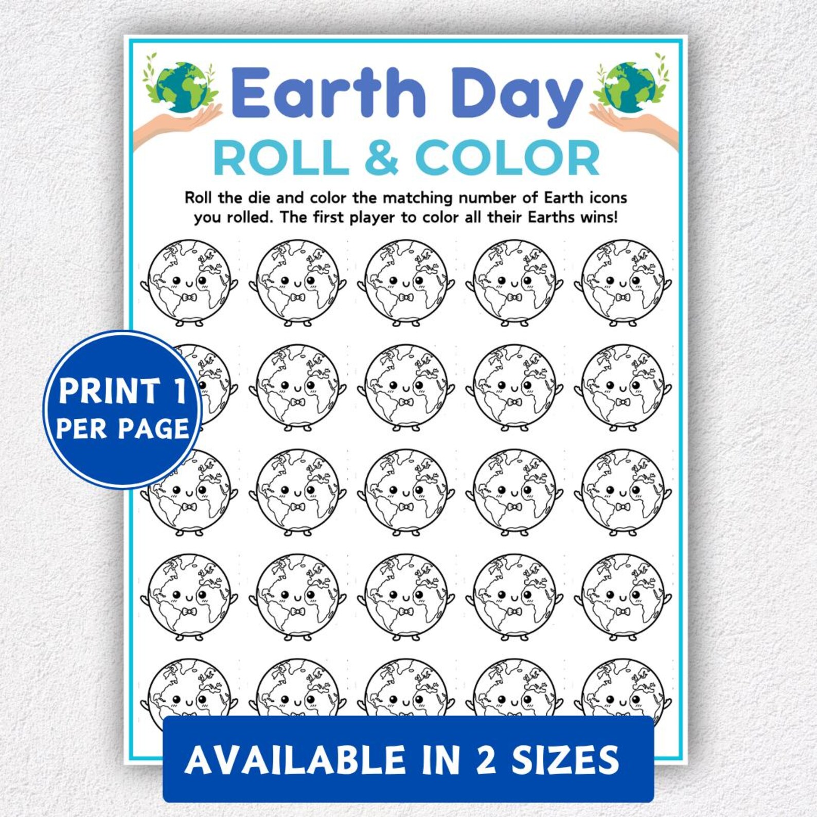 Printable Earth Day Roll and Color Game, Toddler and Preschool Dice ...