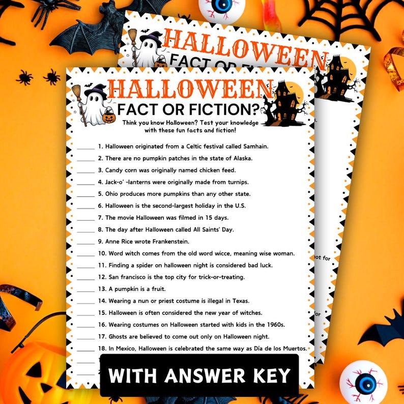 Halloween Fact or Fiction Game, Printable Halloween Party Games ...