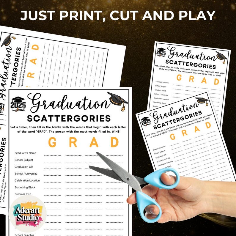 Graduation Scattergories Games Bundle, Graduation Party Game, Group ...