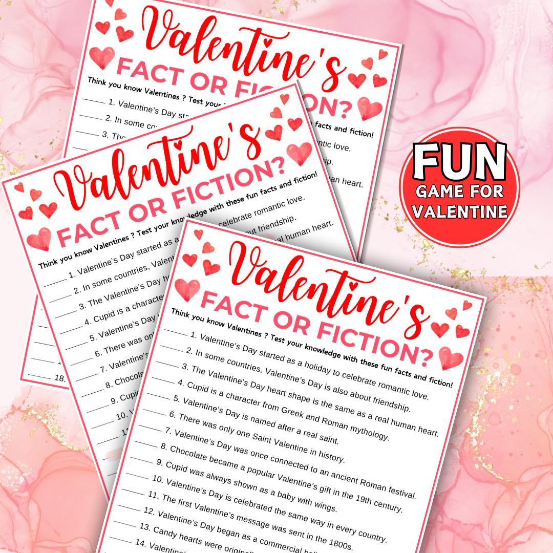 Valentine's Day Fact or Fiction Game, Printable Trivia Party Game ...