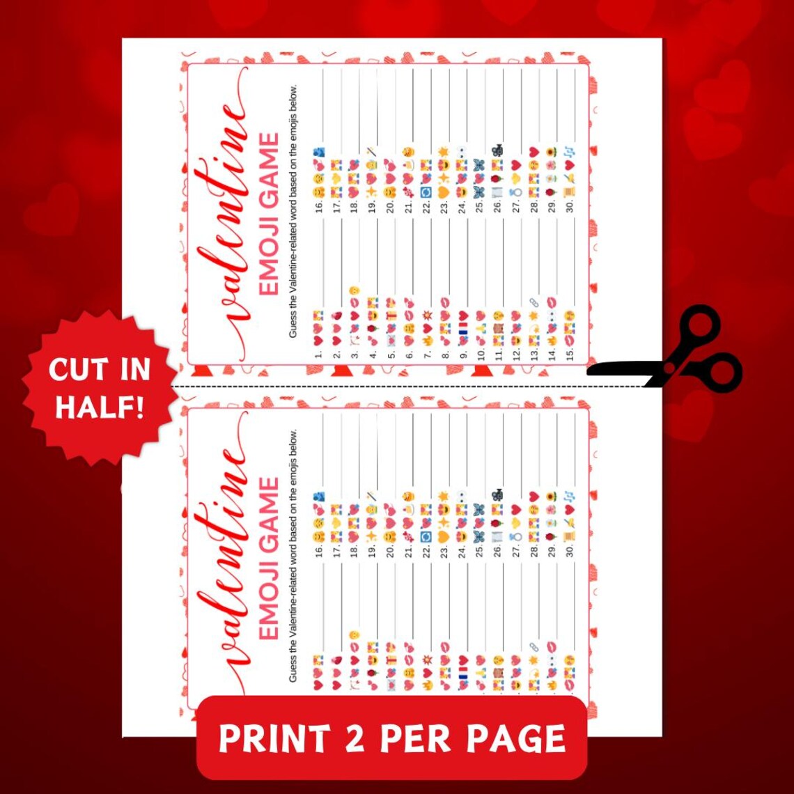 Valentine's Day Emoji Pictionary Bundle, Valentines Emoji Bundle ...