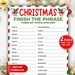 Christmas Finish the Phrase Game, Christmas Phrase Game, Printable ...