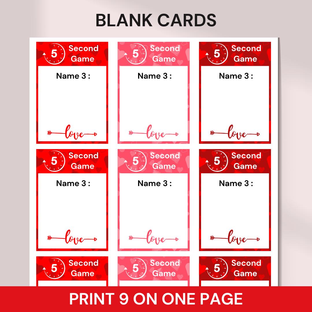 Valentine's Day 5 Second Game, Valentines Party Game, Printable ...
