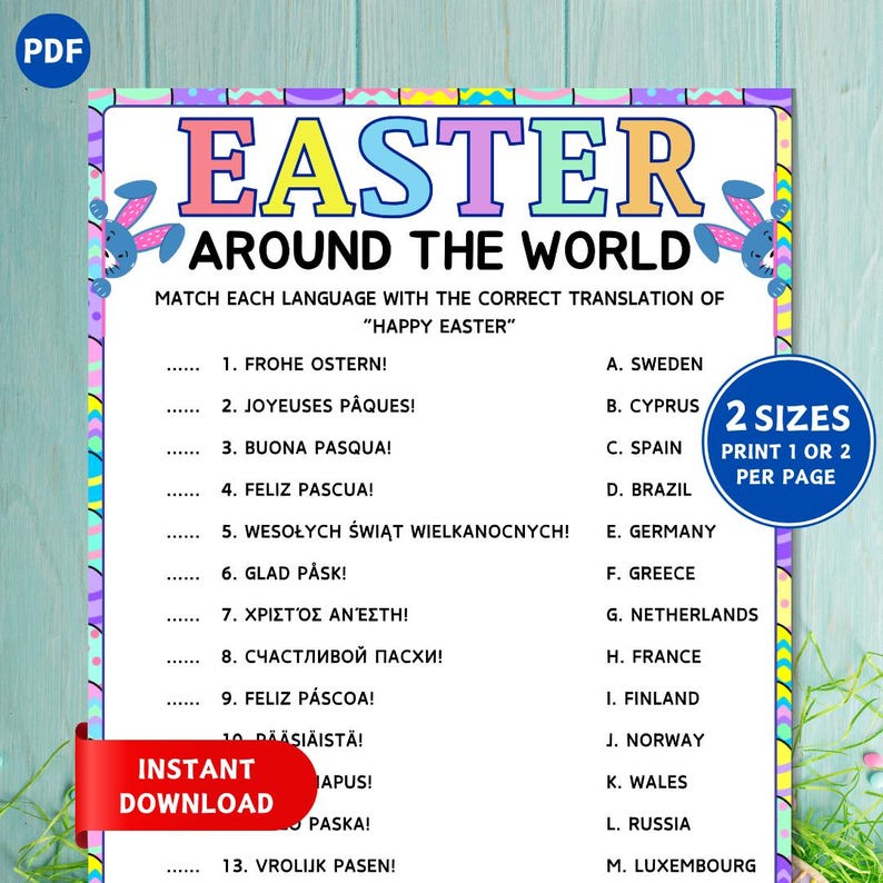 Easter Around the World Game, Printable Easter Games for Kids & Adults ...