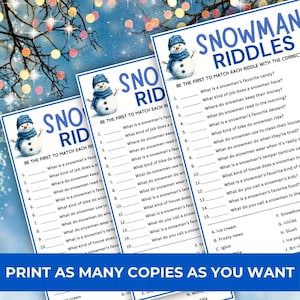 Snowman Riddles Game, Riddle Me This, Printable Winter Activities ...