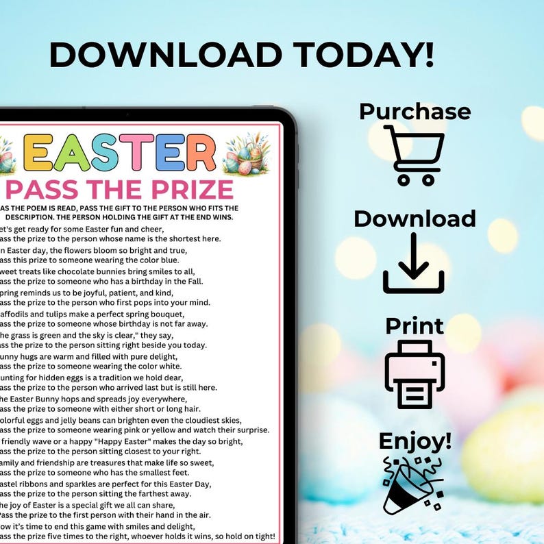 Easter Pass the Prize Game, Pass the Gift Easter Game, Easter Pass the ...