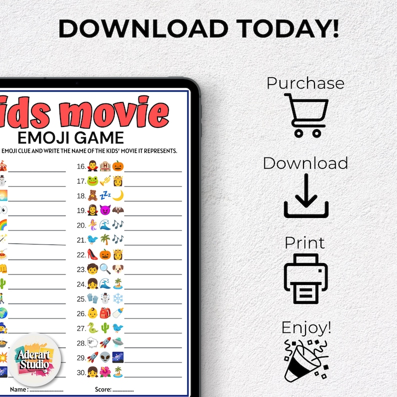 Kids Movie Emoji Game, Guess the Movie Game, Movie Trivia Game, Emoji ...