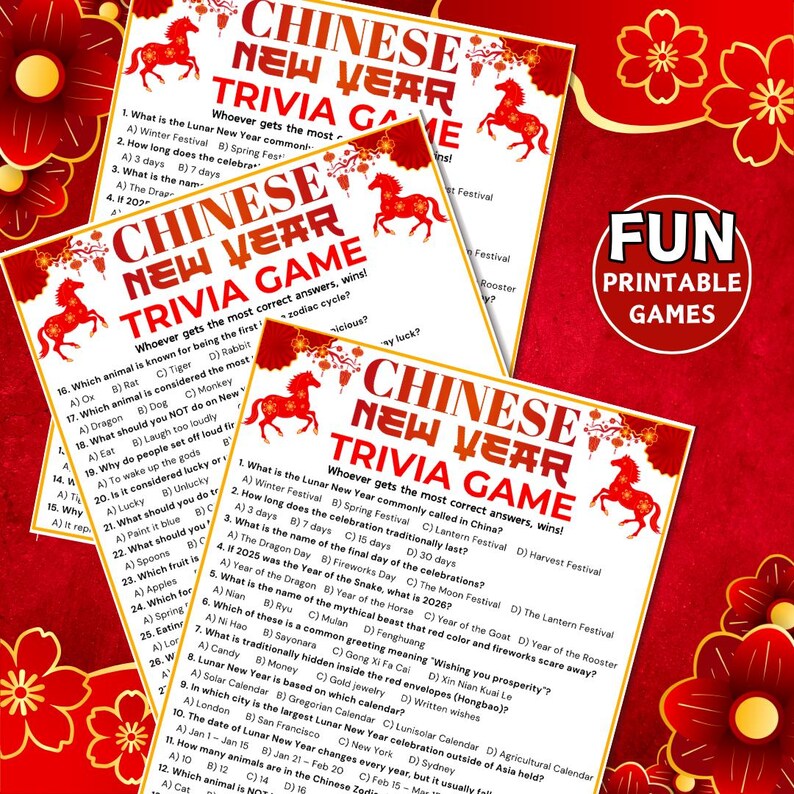 Chinese New Year Trivia Game, Printable Lunar New Year Trivia Quiz ...