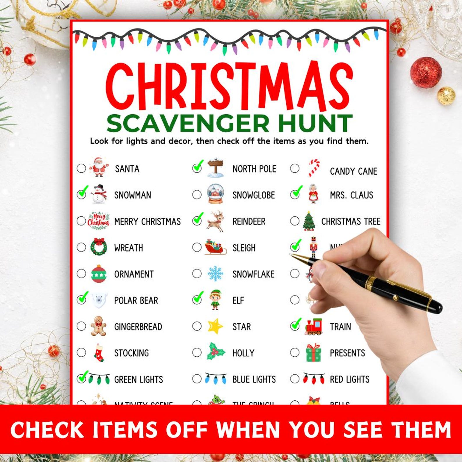 Christmas Lights Scavenger Hunt Game, Family Christmas Activity ...