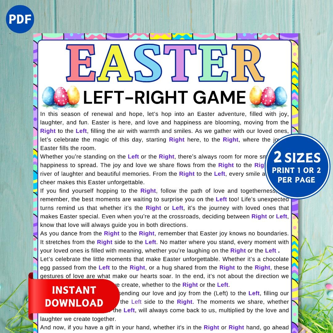 Left Right Easter Game, Pass the Prize Gift Exchange Game, Printable ...