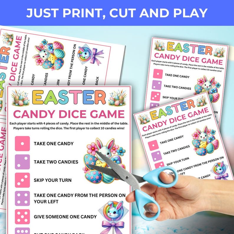 Easter Pass the Candy Game, Easter Dice Game, Candy Dice Game, Fun ...
