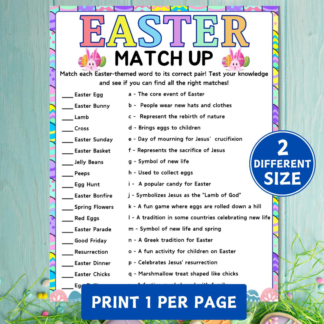 Easter Match up Game, Printable Easter Games, Easter Quiz, Easter Party ...