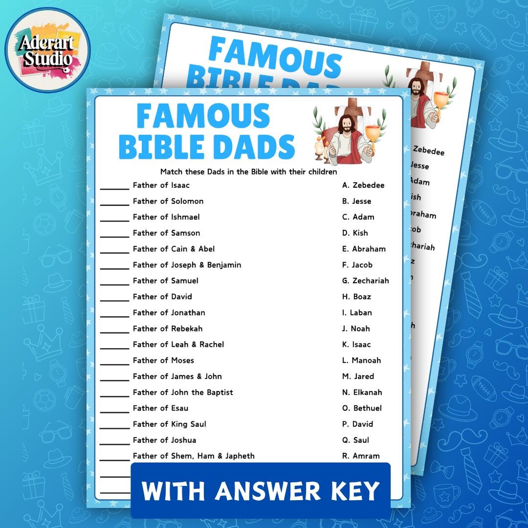 Bible Dads Match up Game - Fathers in the Bible Matching Game ...