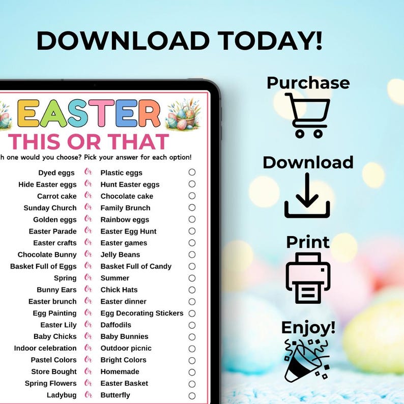 Easter This or That Game, Would You Rather, Printable Easter Games ...