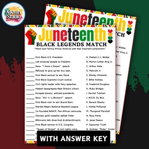 Juneteenth Black Legends Match Game, Printable Juneteenth Black History ...