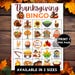 30 Thanksgiving Bingo Cards, Printable Thanksgiving Bingo, Thanksgiving ...