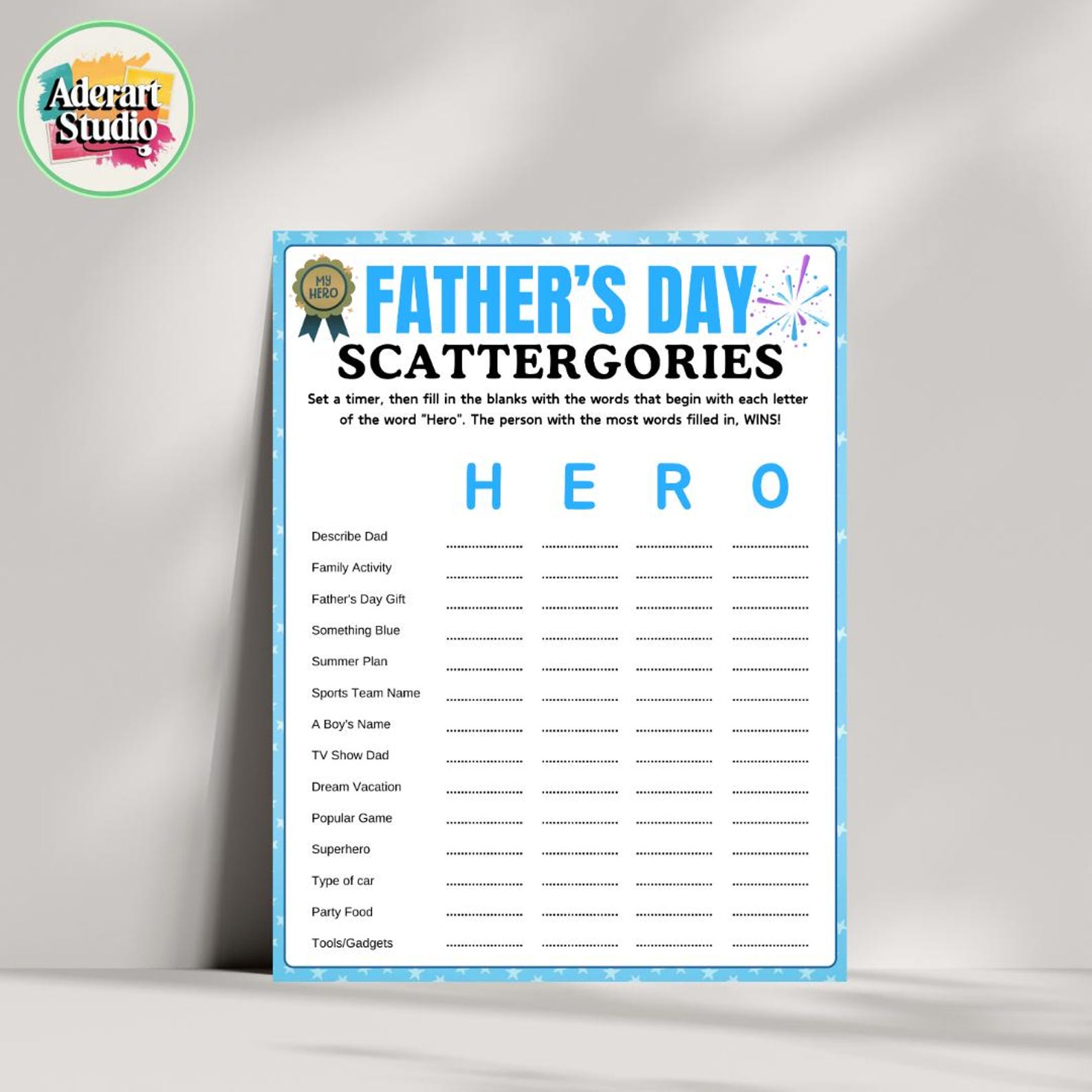 Father's Day Scattergories Games Bundle, Fathers Day Party Game, Group ...