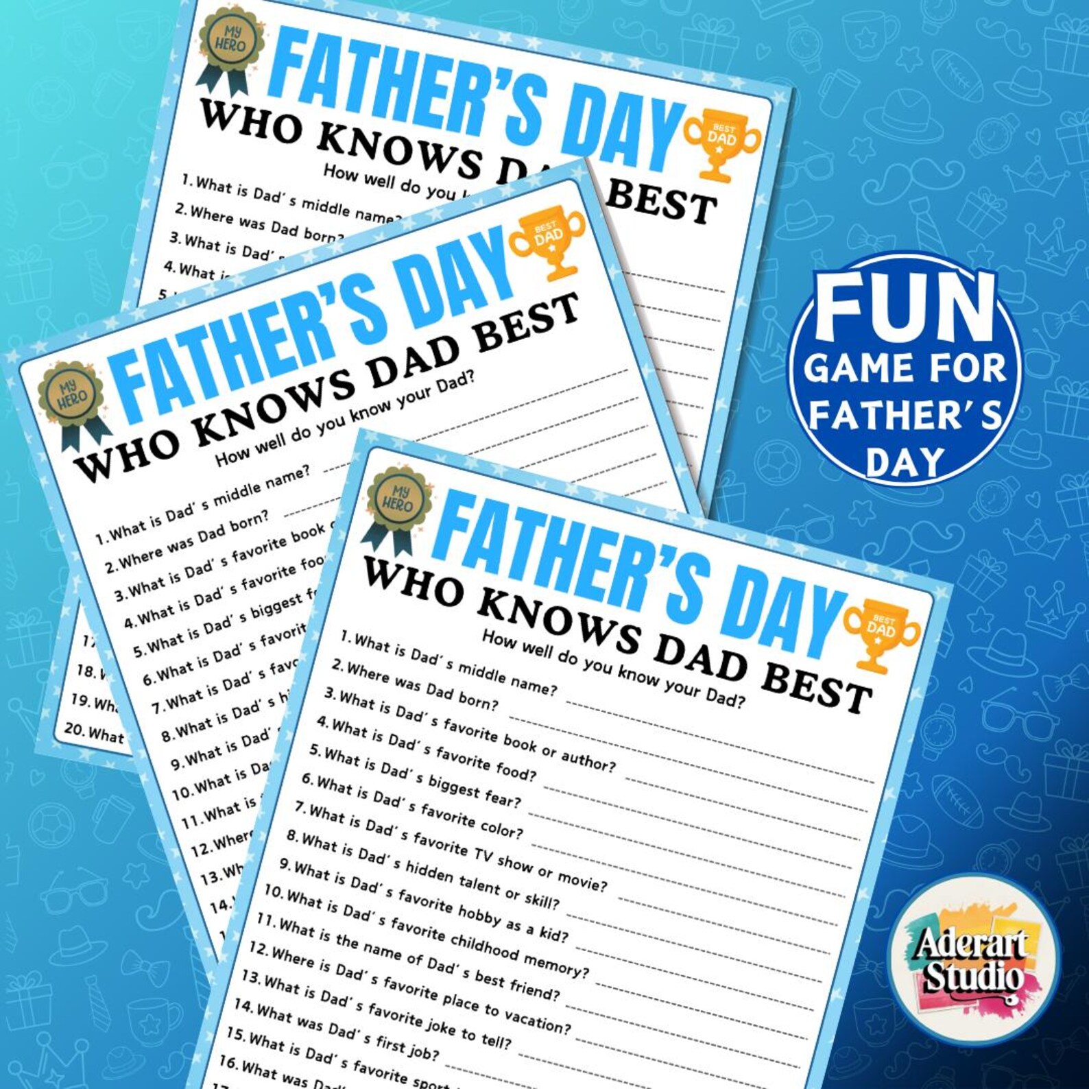 Father's Day Who Knows Dad Best Game, Father's Day Party Game, Daddy ...