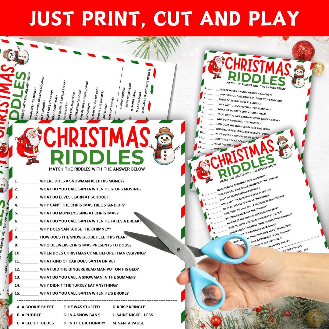 Christmas Riddles Game, Printable Christmas Games, Kids Christmas ...