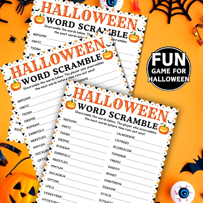 Halloween Word Scramble Game, Printable Halloween Game, Word Unscramble ...