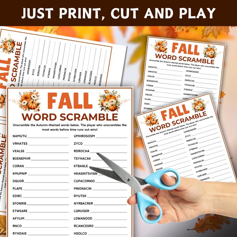 Fall Word Scramble Game, Printable Autumn Game, Fun Activity Word Games ...