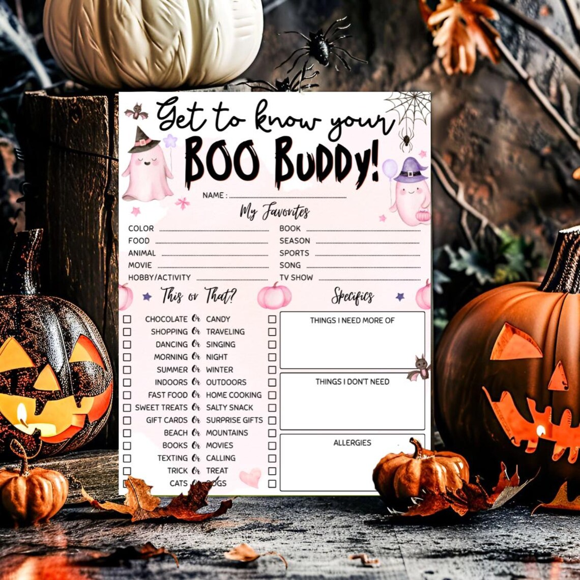 Halloween Boo Buddy Questionnaire, Editable Boo Buddy Canva Template ...
