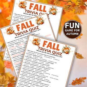 Fall Trivia Game, Autumn Trivia Quiz, Printable Autumn Game, Fall Party ...