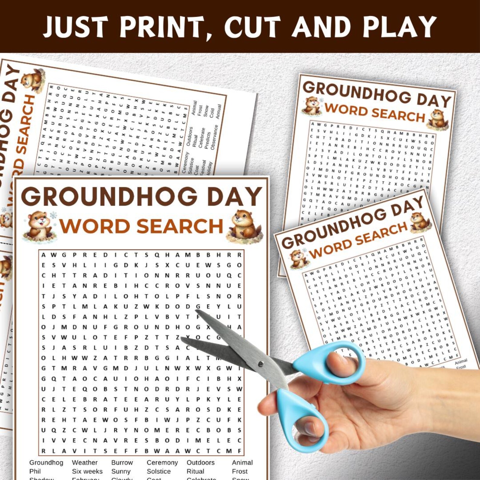 Groundhog Day Word Search Game, Groundhog Day Party Idea, Word Game ...