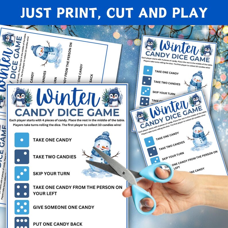 Winter Candy Dice Game, Printable Winter Party Games, Holiday Party ...