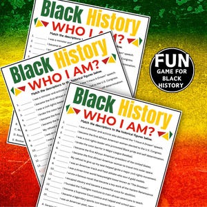 Black History Month Who Am I Game, Black History Trivia, Black History ...